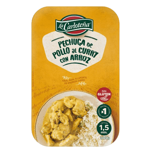 Pechuga de pollo al curry con arroz - La Carloteña